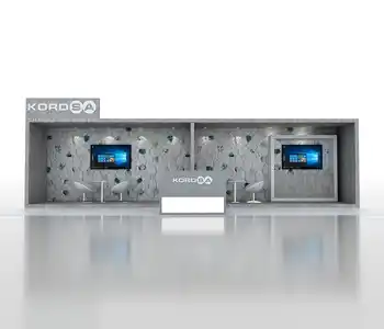 10x30 Linear Booth - Dual Screens & Seating Zones